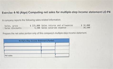 Solved Exercise 4 16 Algo Computing Net Sales For