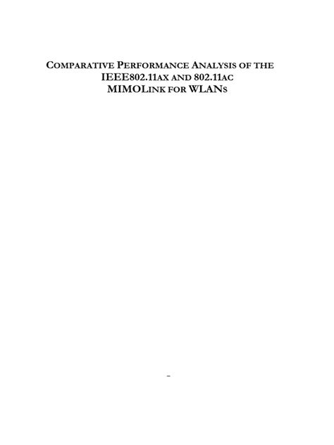 Comparative Performance Analysis Of The Ieee802 11ax And 802 11ac Mimolink For Wlans Pdf