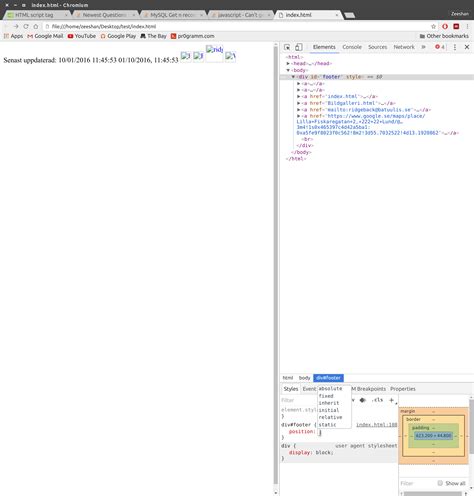 Javascript Cant Get The Footer To Stay Down Beginner Htmlcss