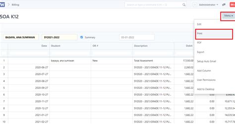 How To Print SOA Statement Of Account College BED