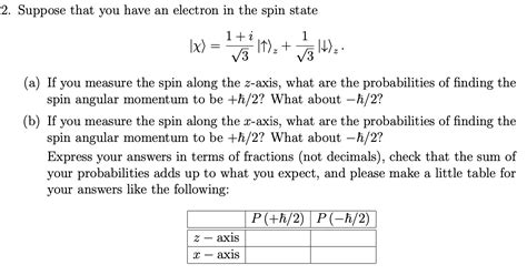 Solved 2 Suppose That You Have An Electron In The Spin