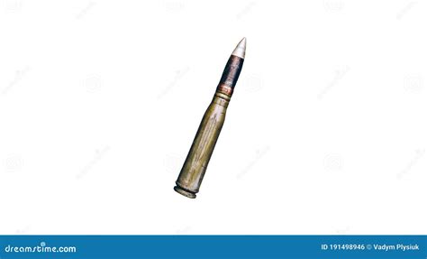 Shell Missile Is Lying On Old Metal Green Cannon From The Time Of Second World War Weapon For