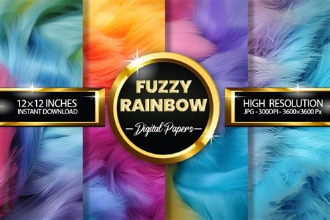 Fuzzy Rainbow Digital Papers 04 Variations 4026231