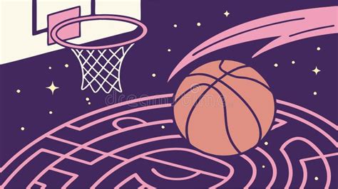 Basketball Maze Sport In Abstract Labyrinth Vector Design Generative