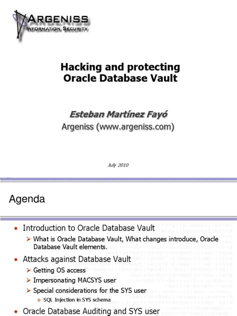 Blackhat Usa 2010 Fayo Hacking Protecting Oracle Databease Vault Slides