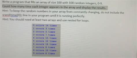 Solved Write A Program That Fills An Array Of Size 100 With