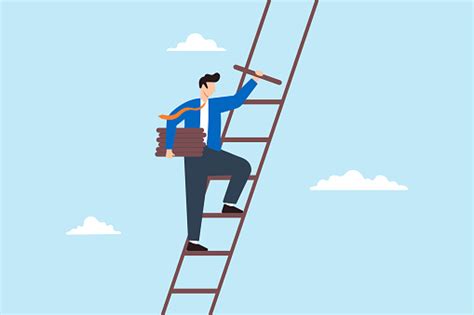 사업가의 평면 그림 성공의 사다리를 구축 도전을 극복하기 위해 단계를 오르다 경력 성장을 달성하다 기회 개선 직업 경로 개념에 대한 스톡 벡터 아트 및 기타 이미지 Istock