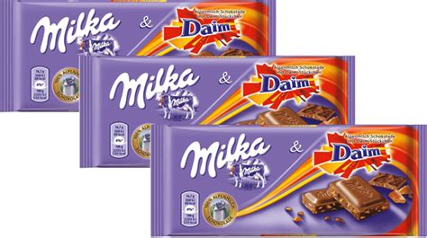 Шоколадная плитка Milka Daim Милка Дайм 3 шт 100 г Германия купить с доставкой по