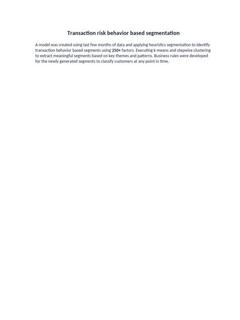 Transaction Risk Behavior Based Segmentation Pdf