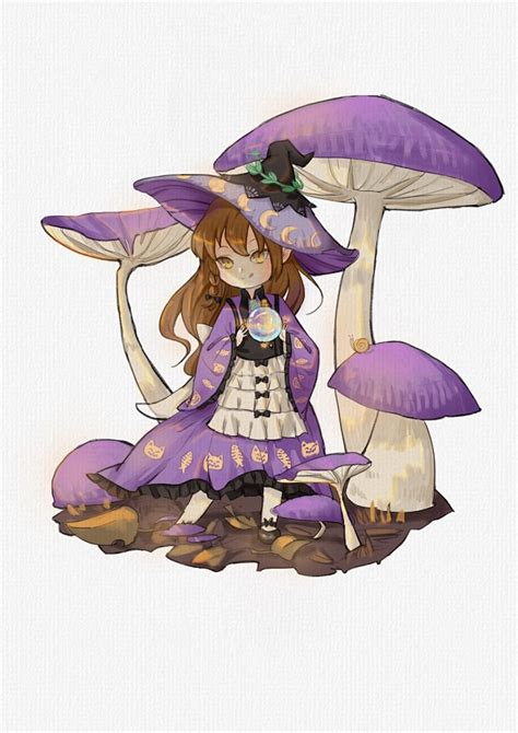 蘑菇拟人寿喜烧插画师作品涂鸦王国 竹荪和紫蘑菇