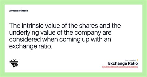 Exchange Ratio AwesomeFinTech Blog