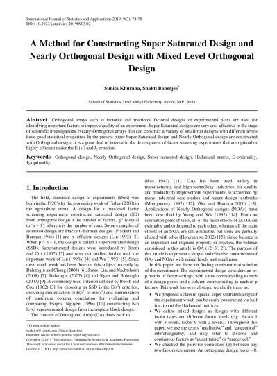 a method for constructing super saturated design and nearly orthogonal design with mixed level