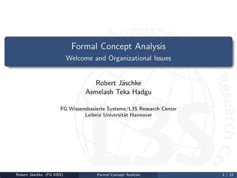 Ppt Formal Concept Analysis Welcome And Organizational Issues Robert J Powerpoint