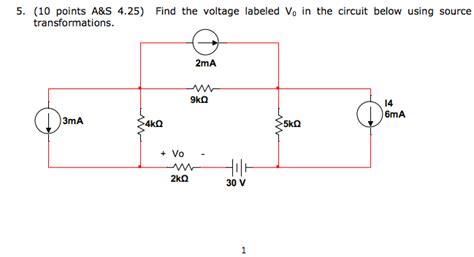 Solved Find The Voltage Labeled V0 In The Circuit Below