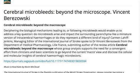 International Journal Of Stroke Cerebral Microbleeds Beyond The Microscope Vincent