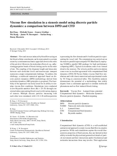 Viscous Flow Simulation In A Stenosis Model Using Discrete Particle