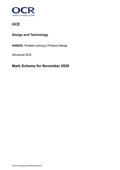 Gce Design And Technology H40602 Problem Solving In Product Design