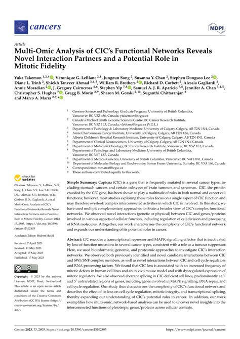 Pdf Multi Omic Analysis Of Cics Functional Networks Reveals Novel Interaction Partners And A
