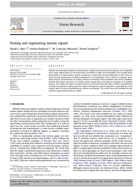 Pdf Pooling And Segmenting Motion Signals