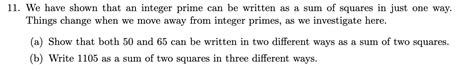 Solved 11 We Have Shown That An Integer Prime Can Be