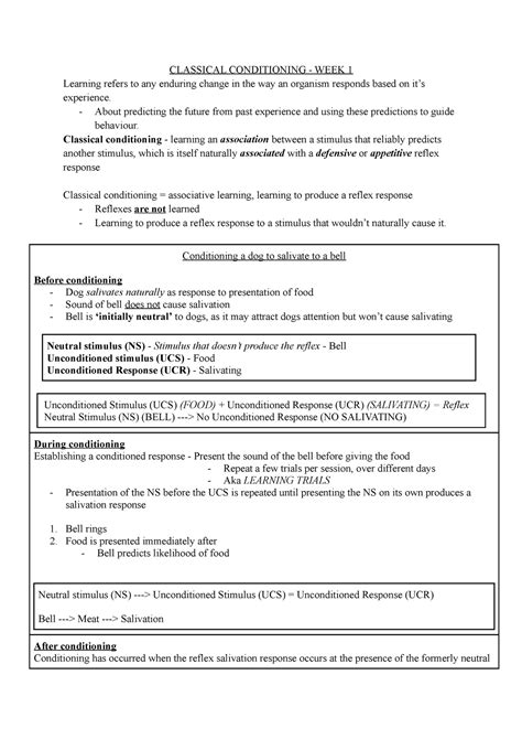 Learning And Cognition Week 1 3 Semester 1 2021 Classical Conditioning Week 1 Learning