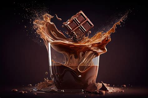 Premium Ai Image A Glass Of Chocolate And A Chocolate Bar Is Being