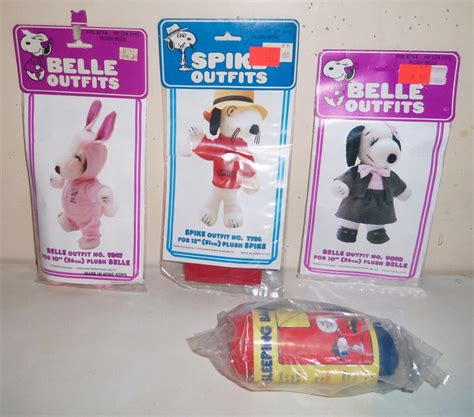 Vintage Snoopy Plush Spike Belle Outfits And Sleeping Bag Mib Ld10