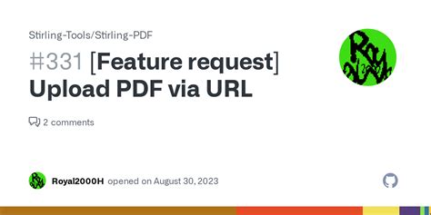 Feature Request Upload Pdf Via Url · Issue 331 · Stirling Toolsstirling Pdf · Github