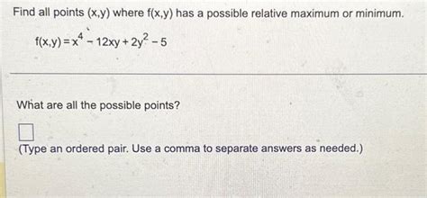 Solved Find All Points X Y Where F X Y Has A Possible