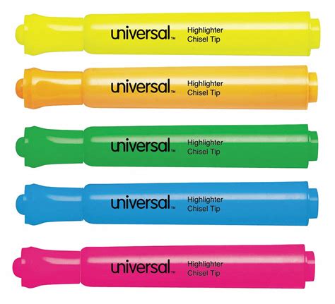 UNIVERSAL Blue Green Orange Pink Yellow Assorted Highlighter Set 6NEC4 UNV08860 Grainger