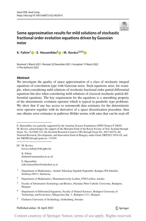 Pdf Some Approximation Results For Mild Solutions Of Stochastic