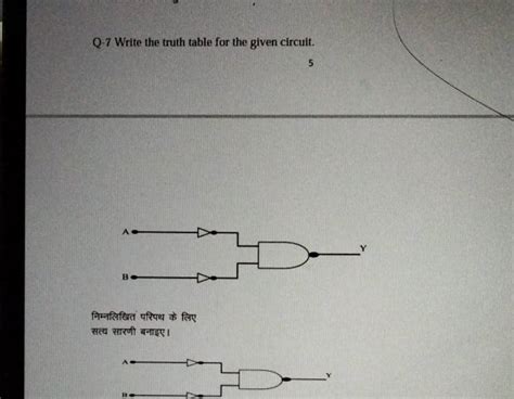 Q Write the truth table for the given circuit नमनलखत परपथ क ल