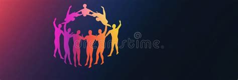 Human Figures Creating A Circular Unity Symbol In A Minimalistic Design With An Abstract