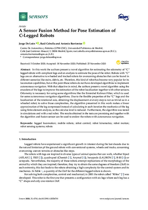 Pdf Pose Estimation For C Legged Robots