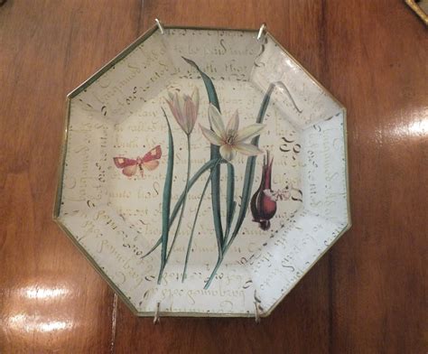 Vintage Decorative Glass Plates With Botanical Wall Art Flowers Decoupage Ready To Hang Etsy