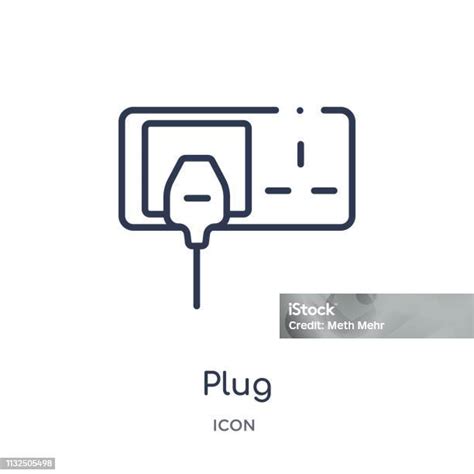 Electrian 연결 개요 컬렉션에서 선형 플러그 아이콘입니다 얇은 라인 플러그 벡터 흰색 배경에 고립입니다 플러그 유행 삽화 그래프에 대한 스톡 벡터 아트 및 기타