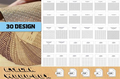 Flexible Laser Cut Pattern Bundle Flexible Living Hinge Set Laser Atacandesignstore