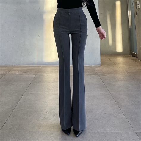 핏대박 몸매보정 무아 기모 하이웨스트 롱 슬림 부츠컷 핀턱 슬랙스 에이블리