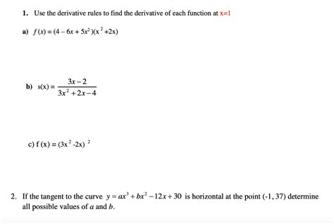 Solved 1 Use The Derivative Rules To Find The Derivative Of Chegg Com