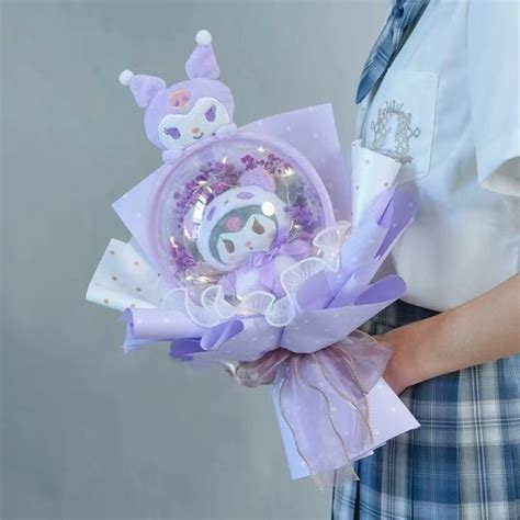산리오 귀여운 헬로 키티 시나모롤 시나 쿠로미 마이멜로디 마멜 포차코 봉제 인형 꽃다발 발렌타인 생일 파티 티몬