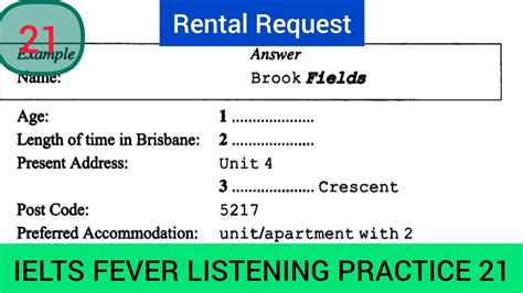 Ielts Fever Listening Test 21 Rental Request Brook Fields YouTube