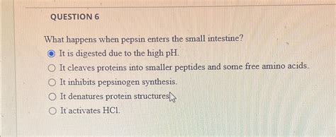 Solved Question 6what Happens When Pepsin Enters The Small