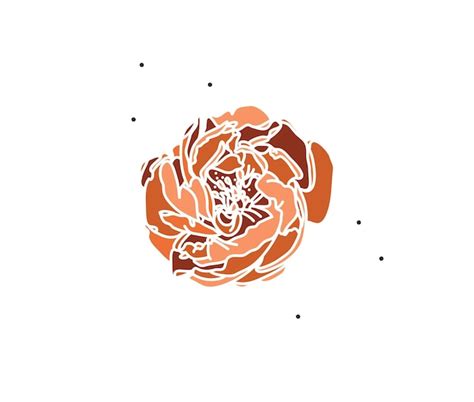 손으로 그린된 벡터 추상 재고 평면 그래픽 일러스트 레이 션 흰색 배경에 Brandingisolated에 대 한 간단한 스타일에서 모란의 라인 꽃 예술의 로고 요소 신성한