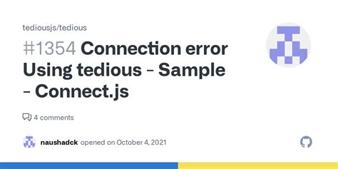 connection error using tedious sample connect js · issue 1354
