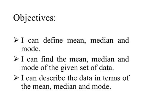 Measures Of Central Tendency Ungrouped Data PPTX