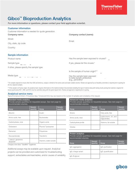 Sfdc Analytical Service Request Form Pdf Assay Vitamin