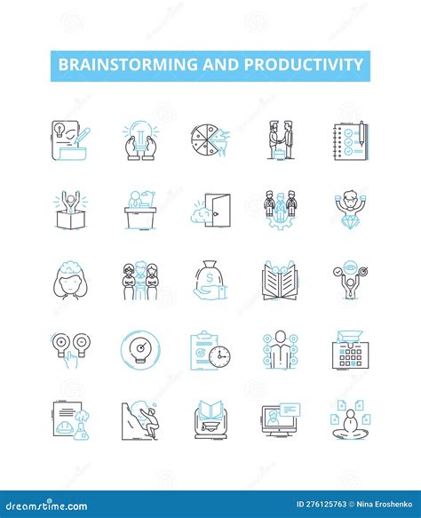 Brainstorming And Productivity Vector Line Icons Set Brainstorming Productivity Planning