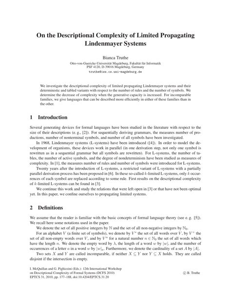 Pdf On The Descriptional Complexity Of Limited Propagating