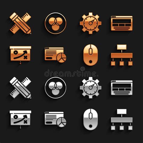 Set Website Statistic Ui Or Ux Design Site Map Computer Mouse