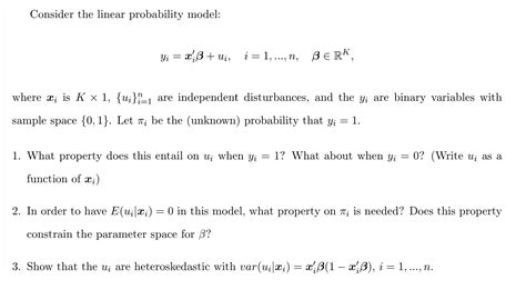 Solved Consider The Linear Probability Model Chegg